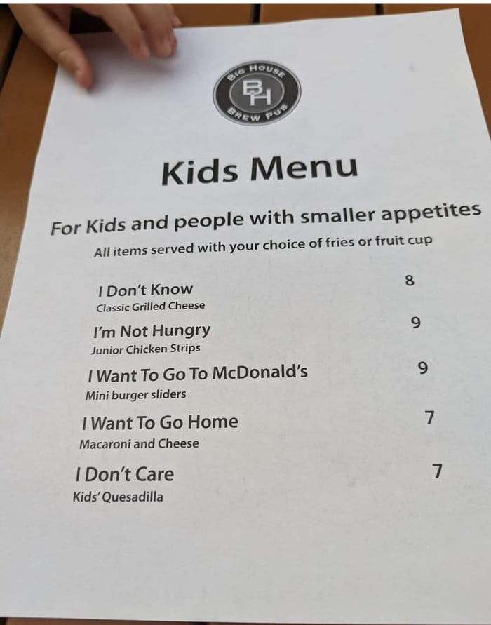 Also a girlfriend's menu - 9GAG