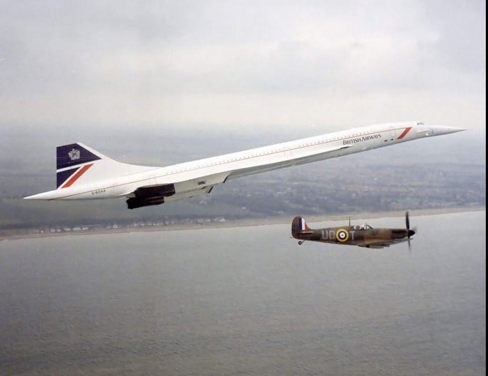 There was only 27 years between the first production of the Spitfire and the first Concord. - 9GAG