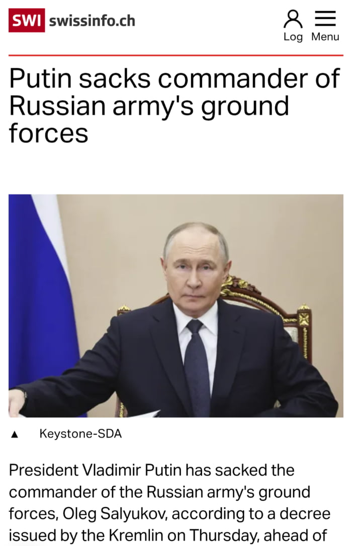 Putin sacks commander of Russian army's ground forces - 9GAG