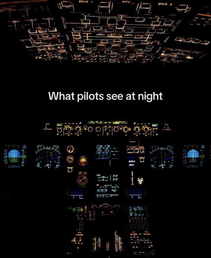 The pilot's office view at night - 9GAG