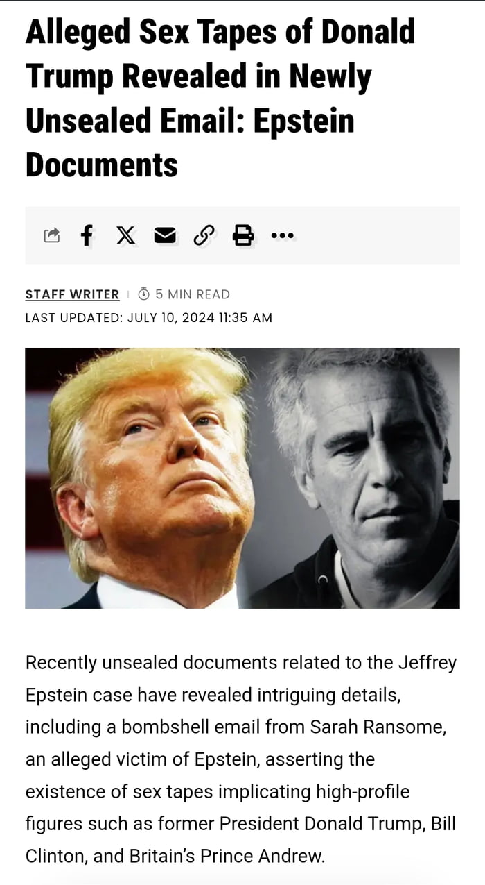 Videos Were Made By Epstein Of Donald Trumps Sex Escapade With Preteen