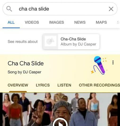 Type cha cha slide in Google and click the microphone - 9GAG