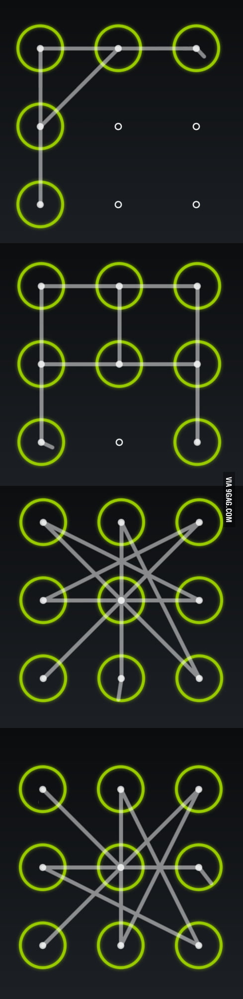 Best android lock screen pattern - 9GAG