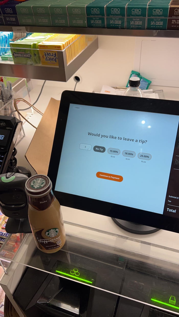 Self checkout at Newark Airport asking for a tip - 9GAG