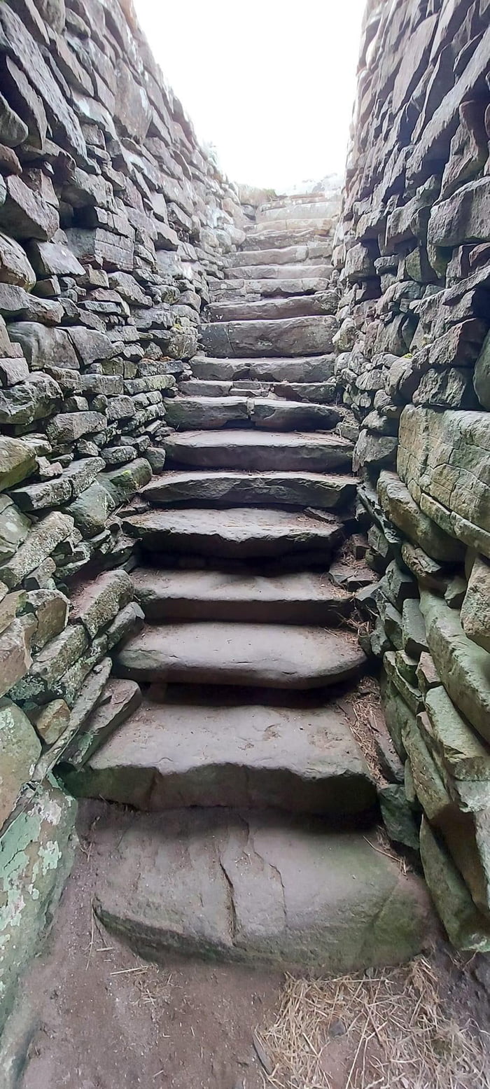 The 2000 year old staircase built into the wall of the Iron Age Broch ...