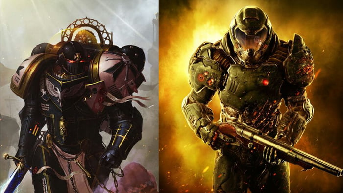 Space marine vs doomguy 1v1 who wins, you decide - 9GAG