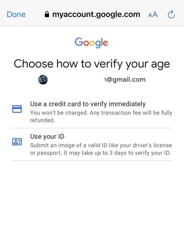 YouTube asking for government ID to verify age…… - 9GAG