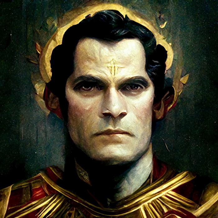 AI generated art using the prompt "Henry Cavill as God Emperor of ...
