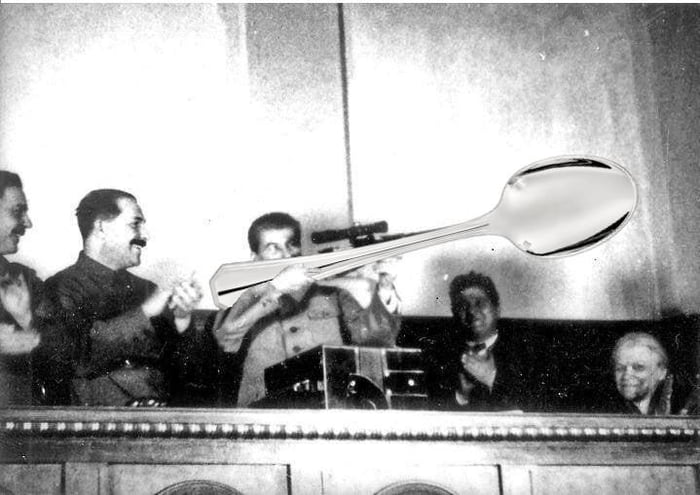 Josef Stalin grabbing his comically large spoon, 1941 - 9GAG