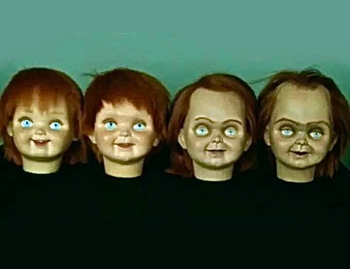 In Child's Play (1988), Chucky's features become progressively more ...
