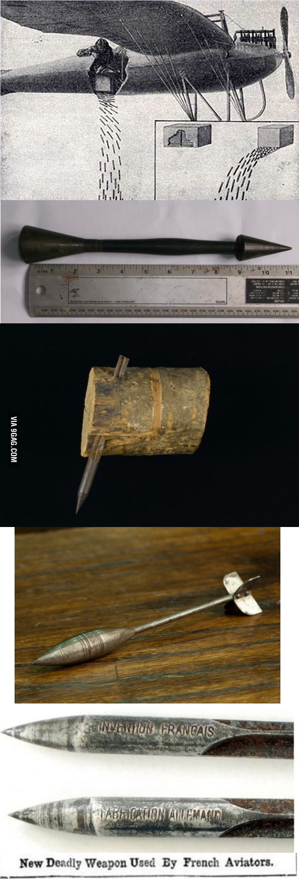 Before bomb pilots dropped these steel arrows on the enemy. - 9GAG