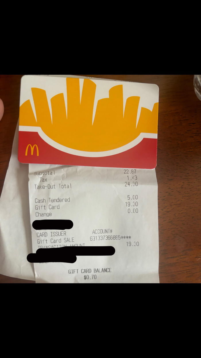 Went To McDonalds With A Gift Card Today 9GAG