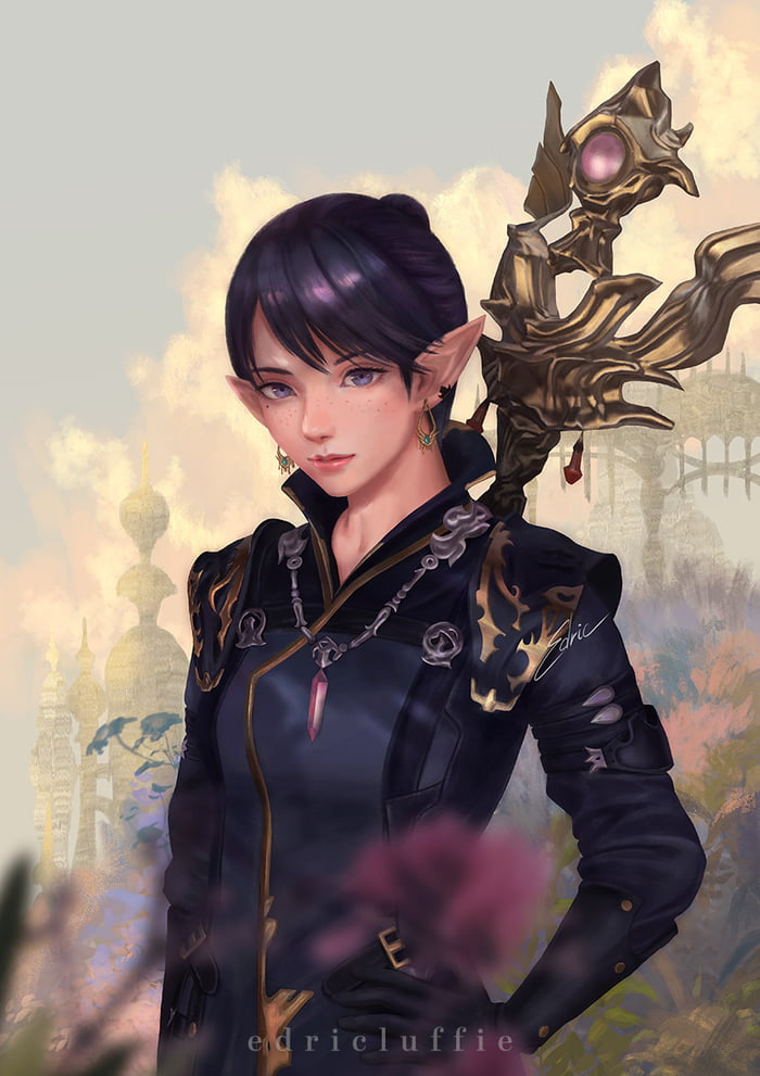 Just a recent FFXIV painting I've done. Best mmo with cat & bunny girls ...
