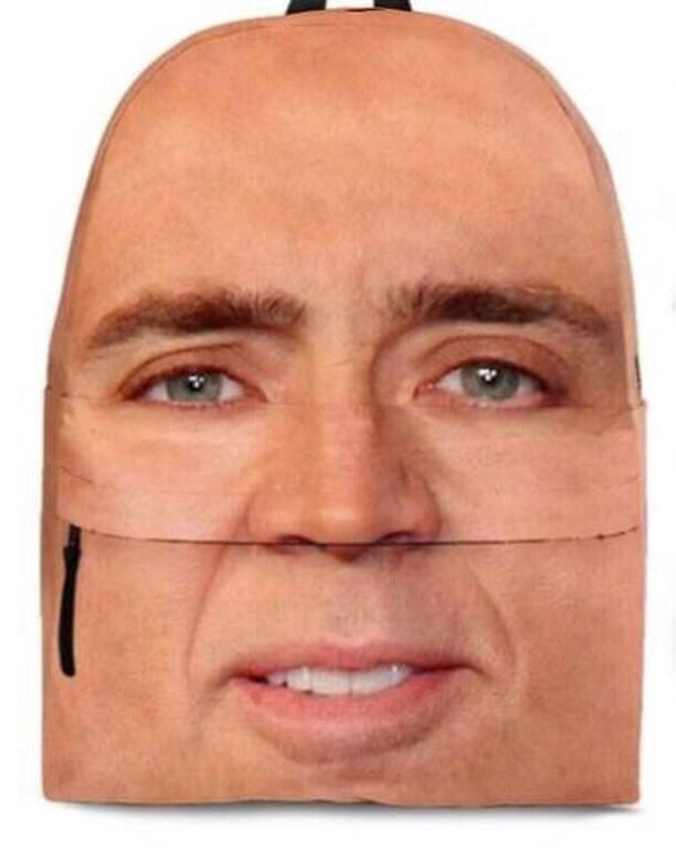 Nicholas Cage backpack!! - 9GAG