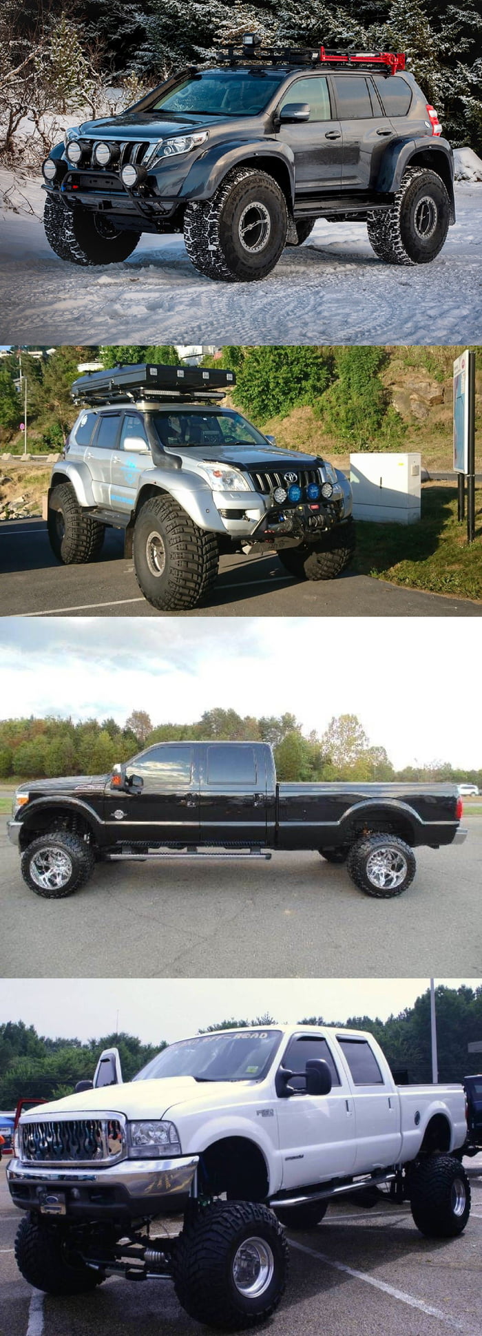 Top- well made and functional lifted trucks bottom- ugly redneck trucks ...