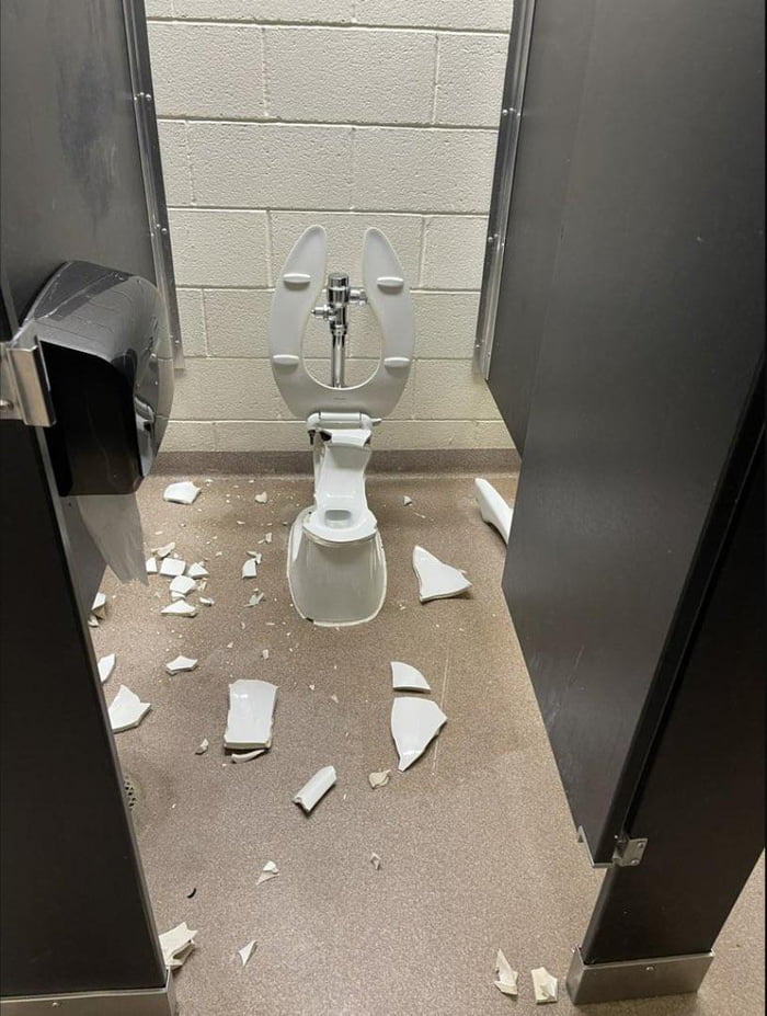 Just a smashed toilet - 9GAG