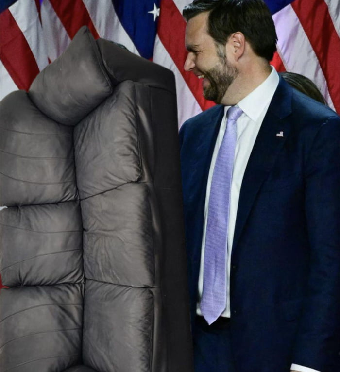 Future President JD Vance with America's first ever First Couch - 9GAG