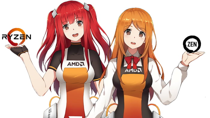 These are AMD's official mascots, Zenka and Ryfa - 9GAG