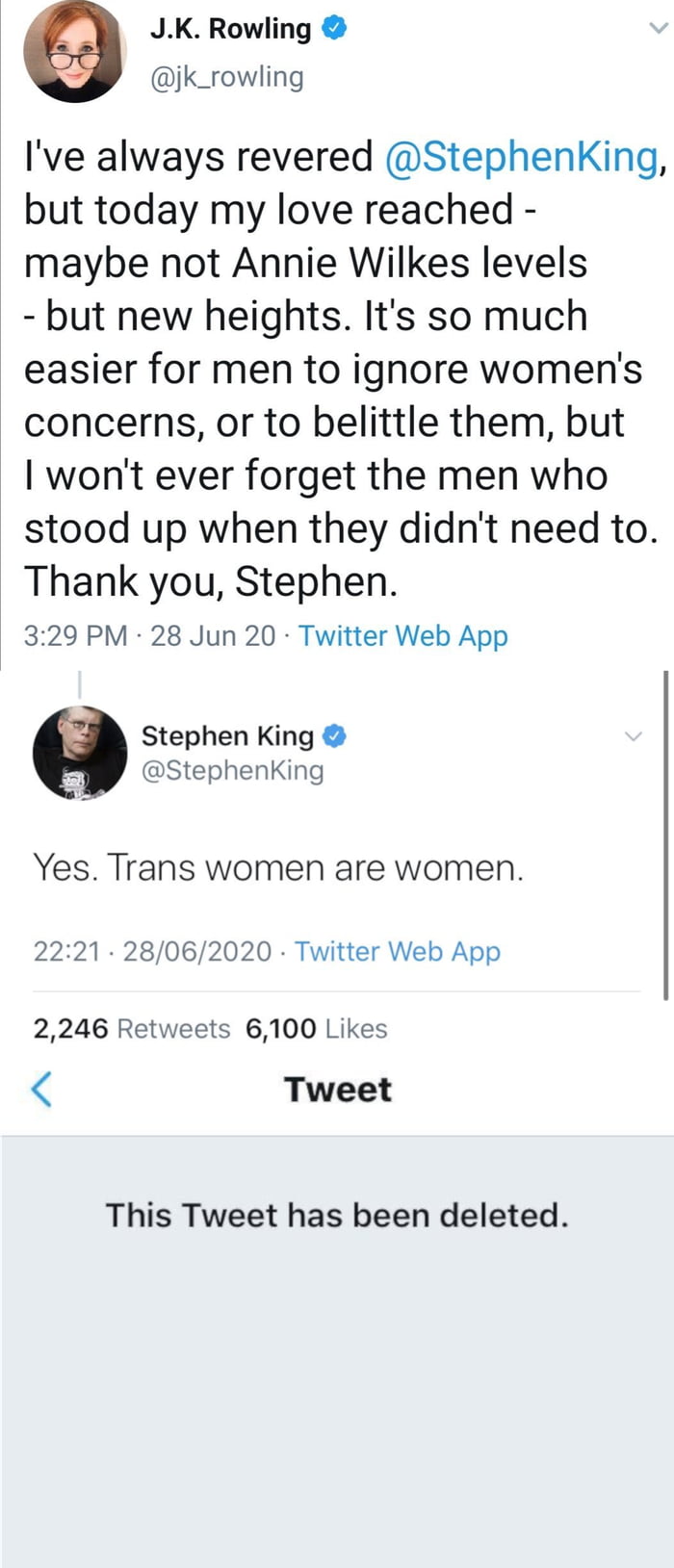 JK Rowling Deleted a Tweet praising Stephen King (and unfollowed him ...