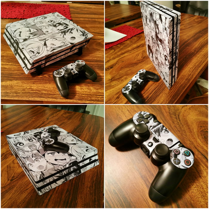 PS4 Pro with Ahegao Skin + Controller! Prefect look for playing Fortnite! Oh yeah it's gamer ...