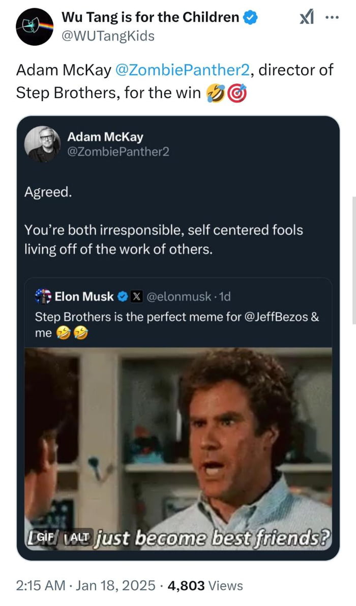 Musk posts Step Brothes meme, Step Brothers Director Adam McKay ...