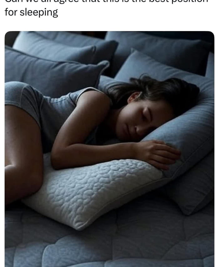 The ultimate sleep hack: a pillow between the knees. Pure bliss. - 9GAG