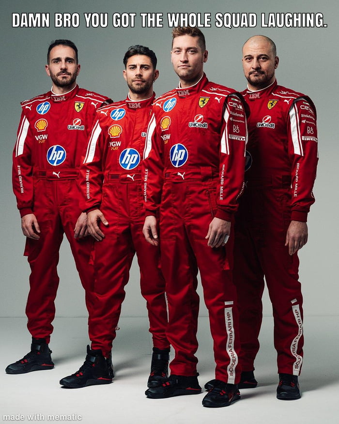 Ferrari pit crew photoshoot be like - 9GAG