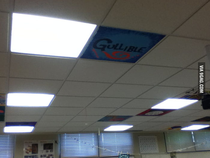 Hey, it says gullible on the ceiling. - 9GAG
