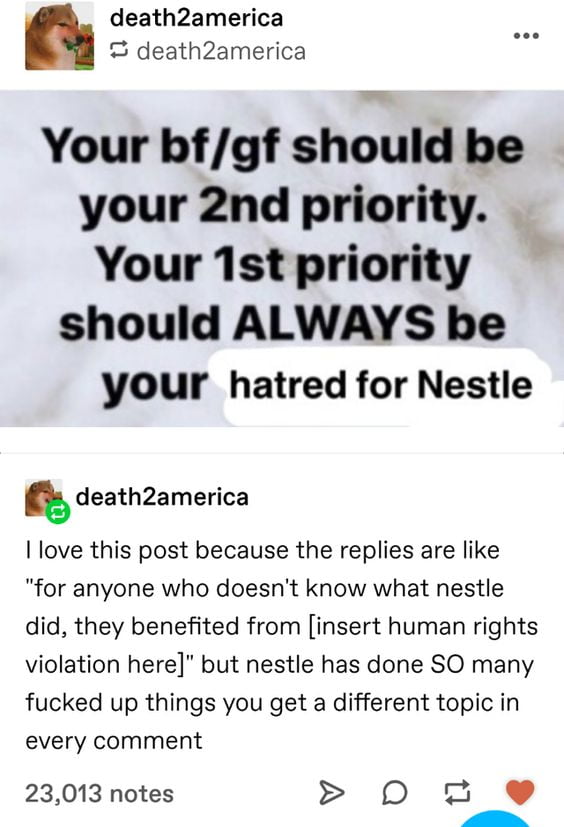 First priority is hydrating AND hatred for Nestle - 9GAG