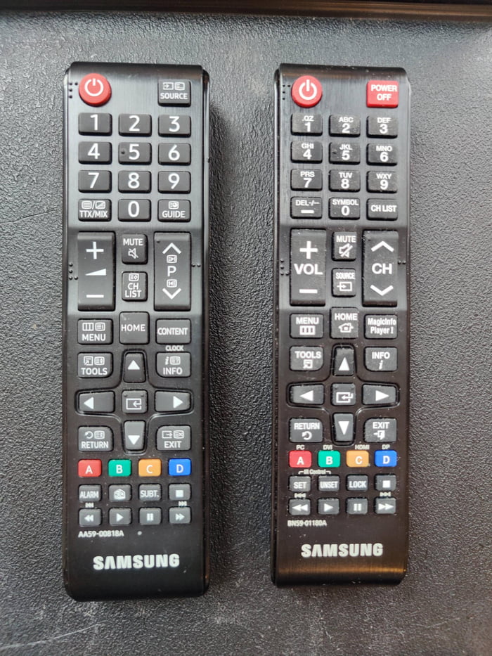On the left, Samsung's TV remote design for the past 10+ years. On the ...