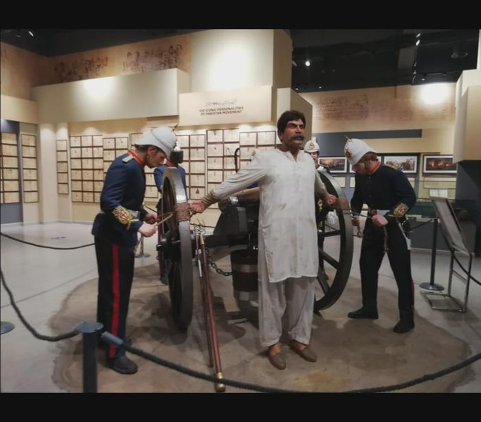 Indian being tied for execution by Canon, by British Empire Soldiers. Picture from history ...