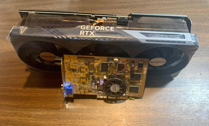 NVIDIA's First GPU next to an RTX 4090 - 9GAG