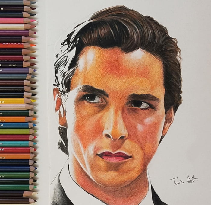 After 10 years of not drawing , here is a Patrick Bateman, did not see many online ! - 9GAG