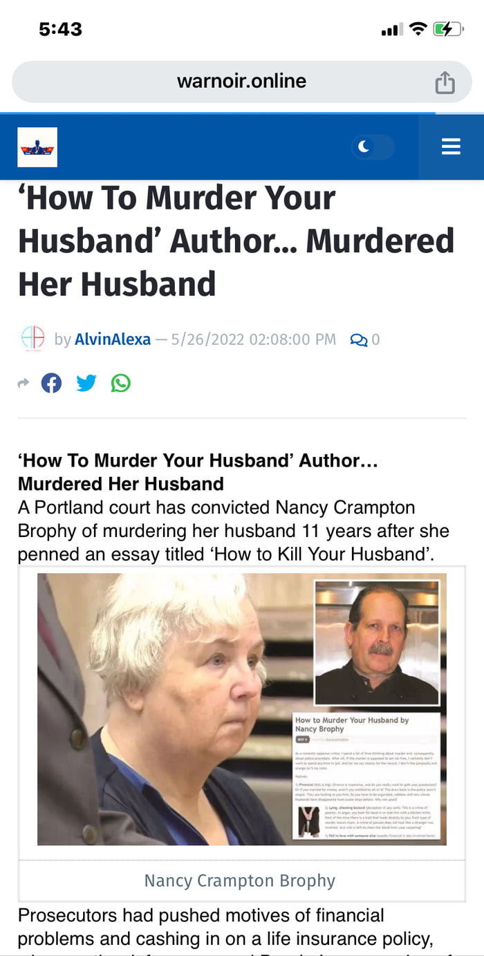‘How To Murder Your Husband’ Author… Murdered Her Husband - 9GAG