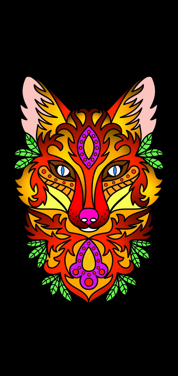 Colorful Fox Design (2160x4560) - 9GAG