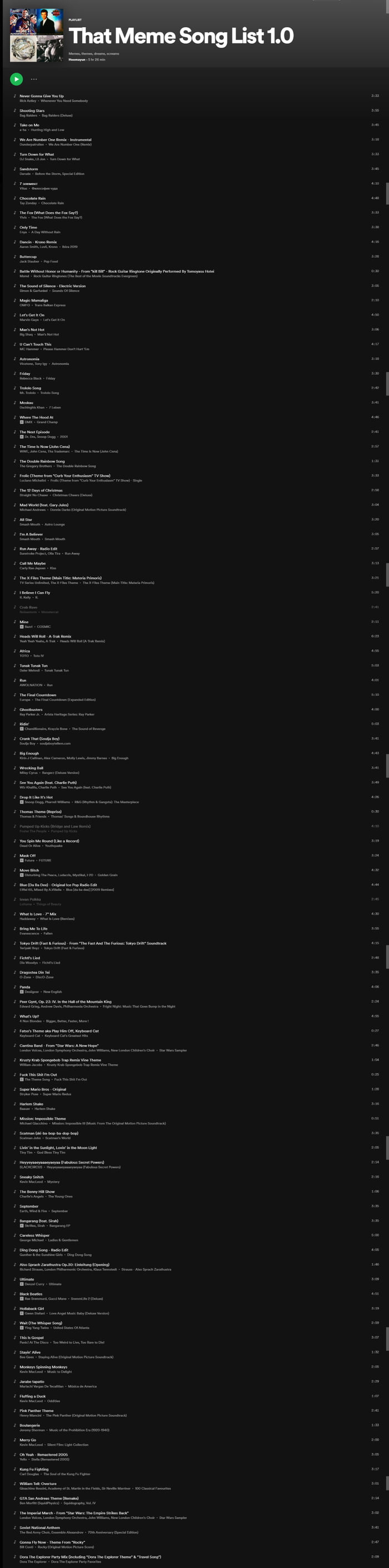 That Meme Song Playlist. 174 songs so far. Enjoy! - 9GAG