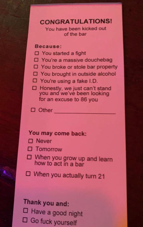 Thrown Out Of Bar