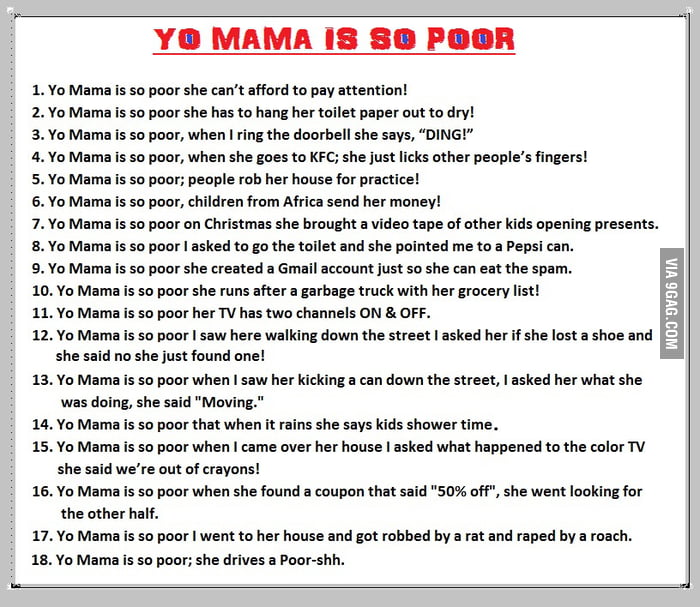 YO MaMa is so PooR JokeS - 9GAG