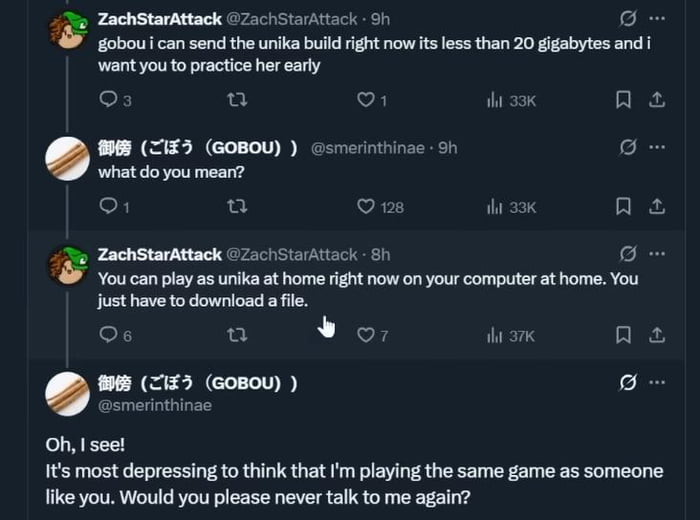 Pro guilty gear player's response to being offered leaked source code to play a character early ...