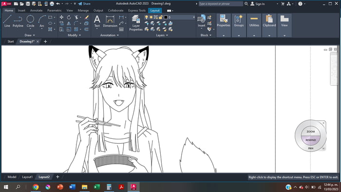 I draw Komori on AutoCAD - 9GAG