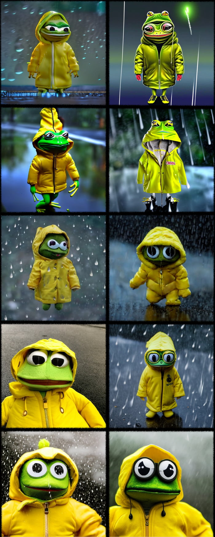 Pepe the frog (in the rain) that I tried to replicate in Stabile ...
