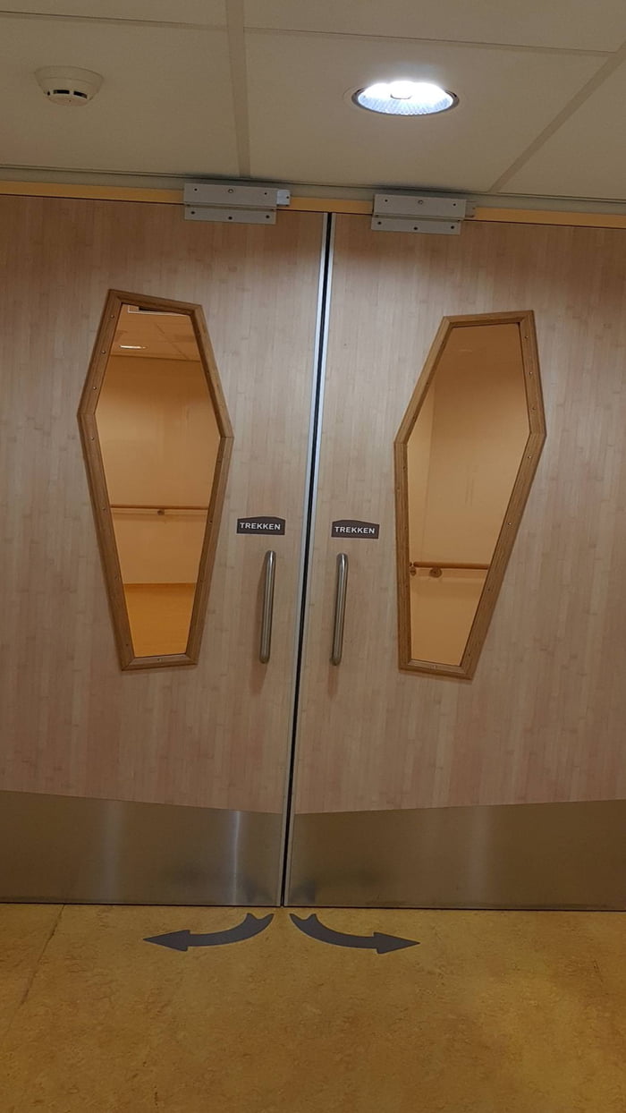 These coffin-shaped door windows in this hospital - 9GAG
