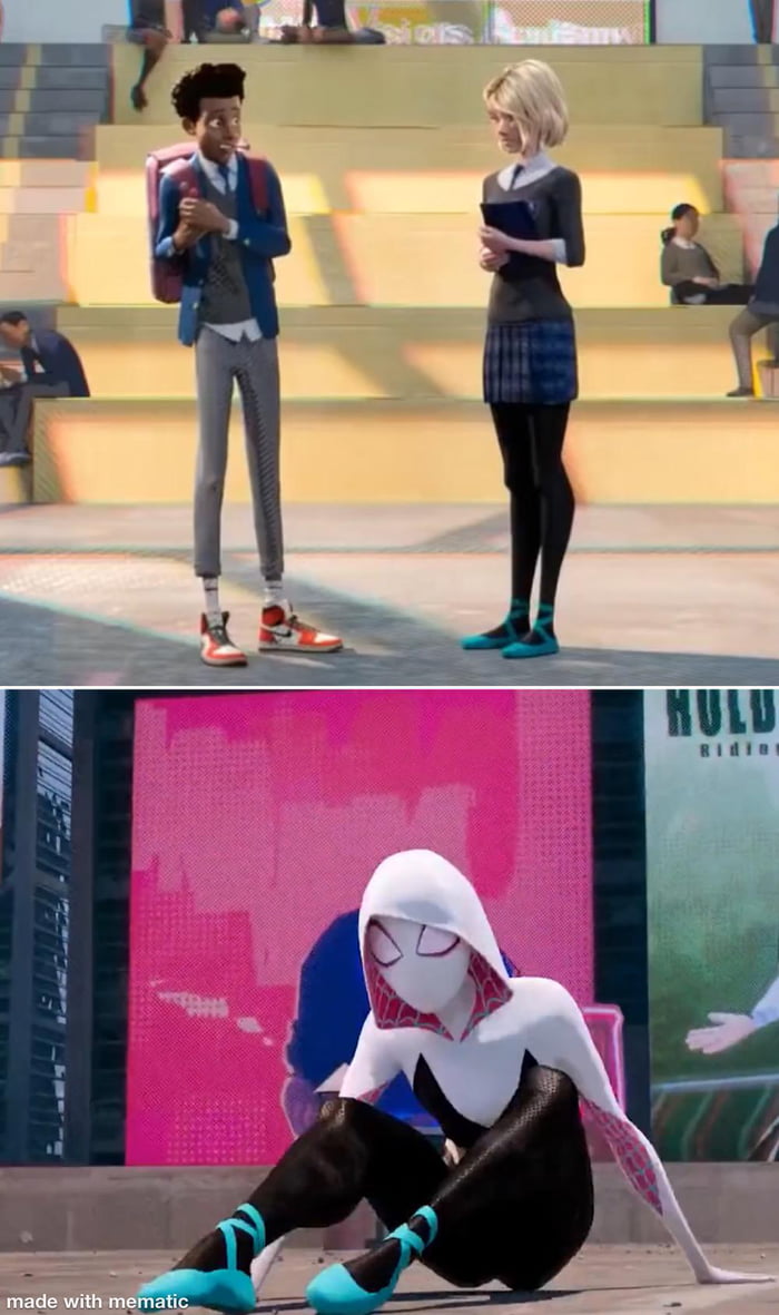 In Spider-Man: Into the Spider-Verse (2018), Gwen is wearing the same ...