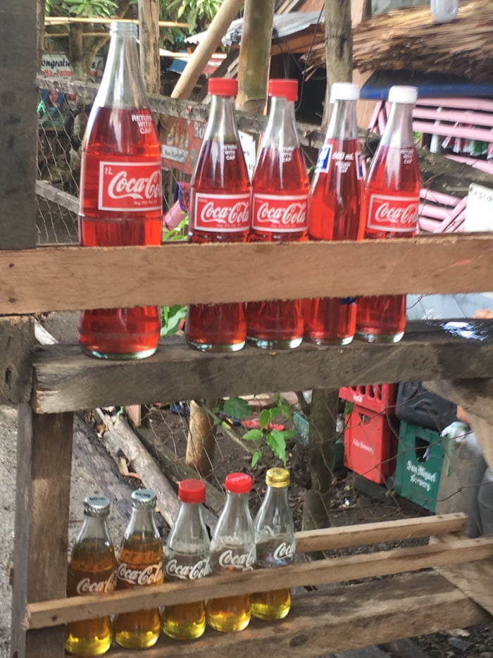 In our Country, we sell gasoline in Coke glass containers because, why ...