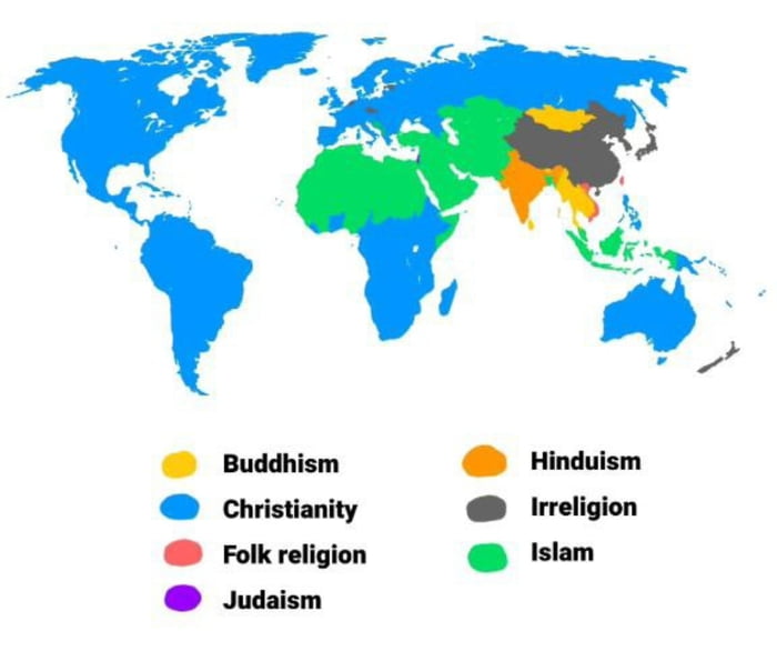 Main religion by country - 9GAG
