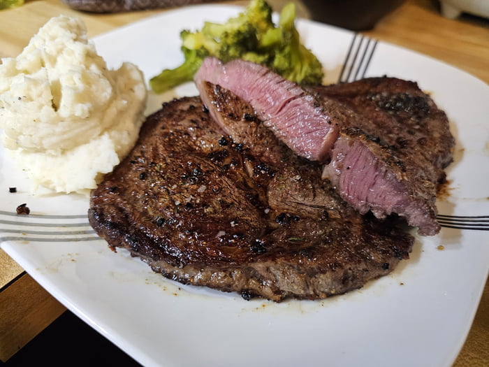 Pan Seared Oven Finished Usda Prime Ribeye Steak With A Side Of