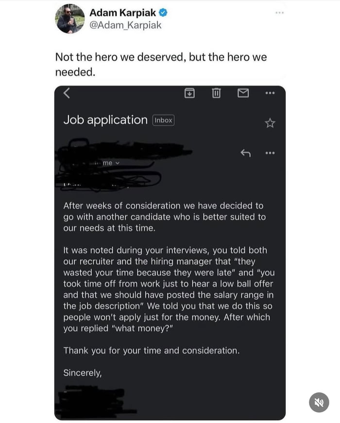 A legendary job interview response. - 9GAG