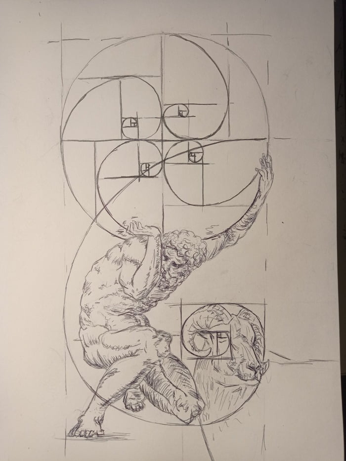 Fibonnaci spirals, Me, Graphite, 2022 - 9GAG
