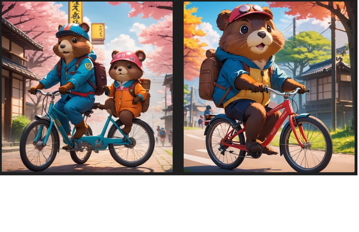 Little boy Bobr goes to the school in bicycle (AI generated) - 9GAG