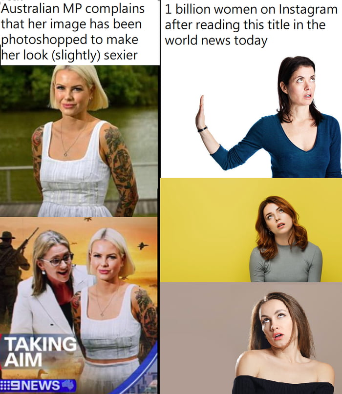 Australian MP complains over photoshopped image in press - women worldwide roll eyes - 9GAG